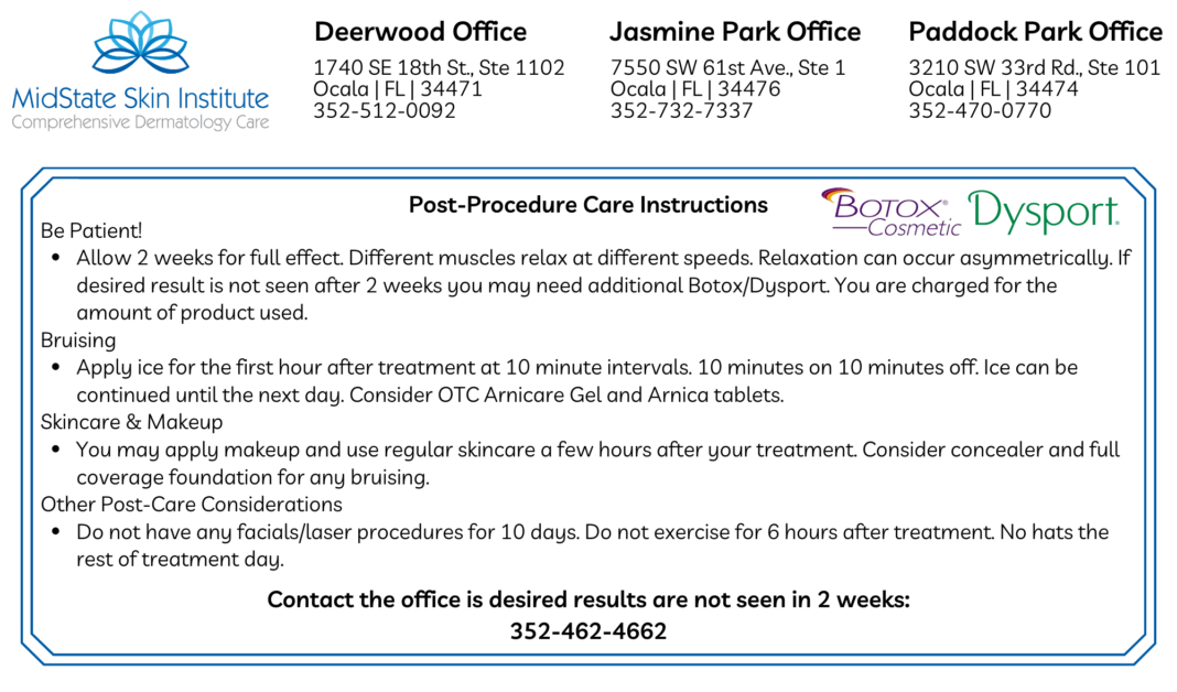 Patient Aftercare Instructions - MidState Skin Institute