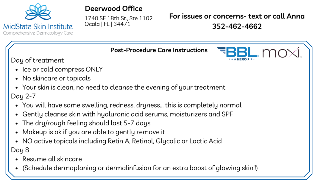 Patient Aftercare Instructions - MidState Skin Institute