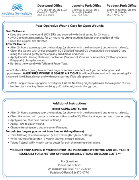 Patient Aftercare Instructions - MidState Skin Institute