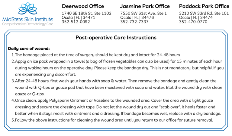 Patient Aftercare Instructions - MidState Skin Institute